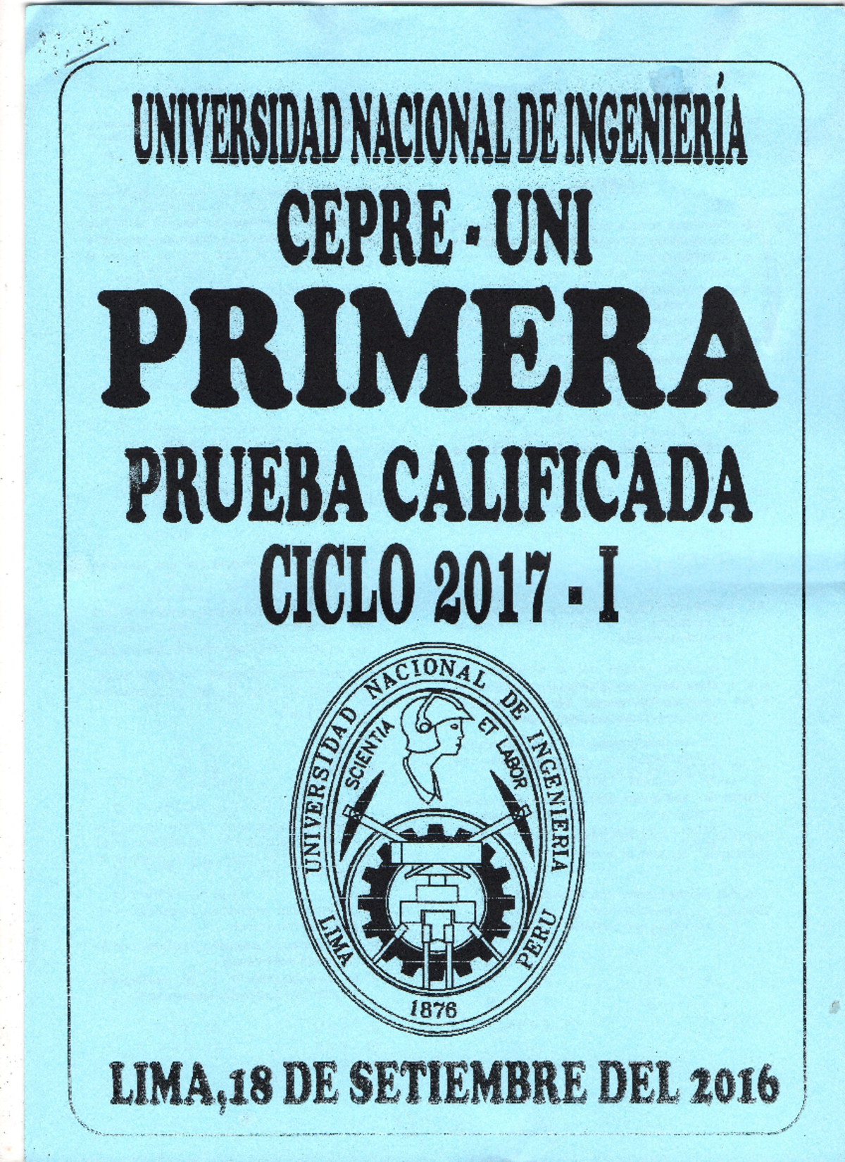 Cepre UNI - 1st Qualified Exam 2017-I - Studocu