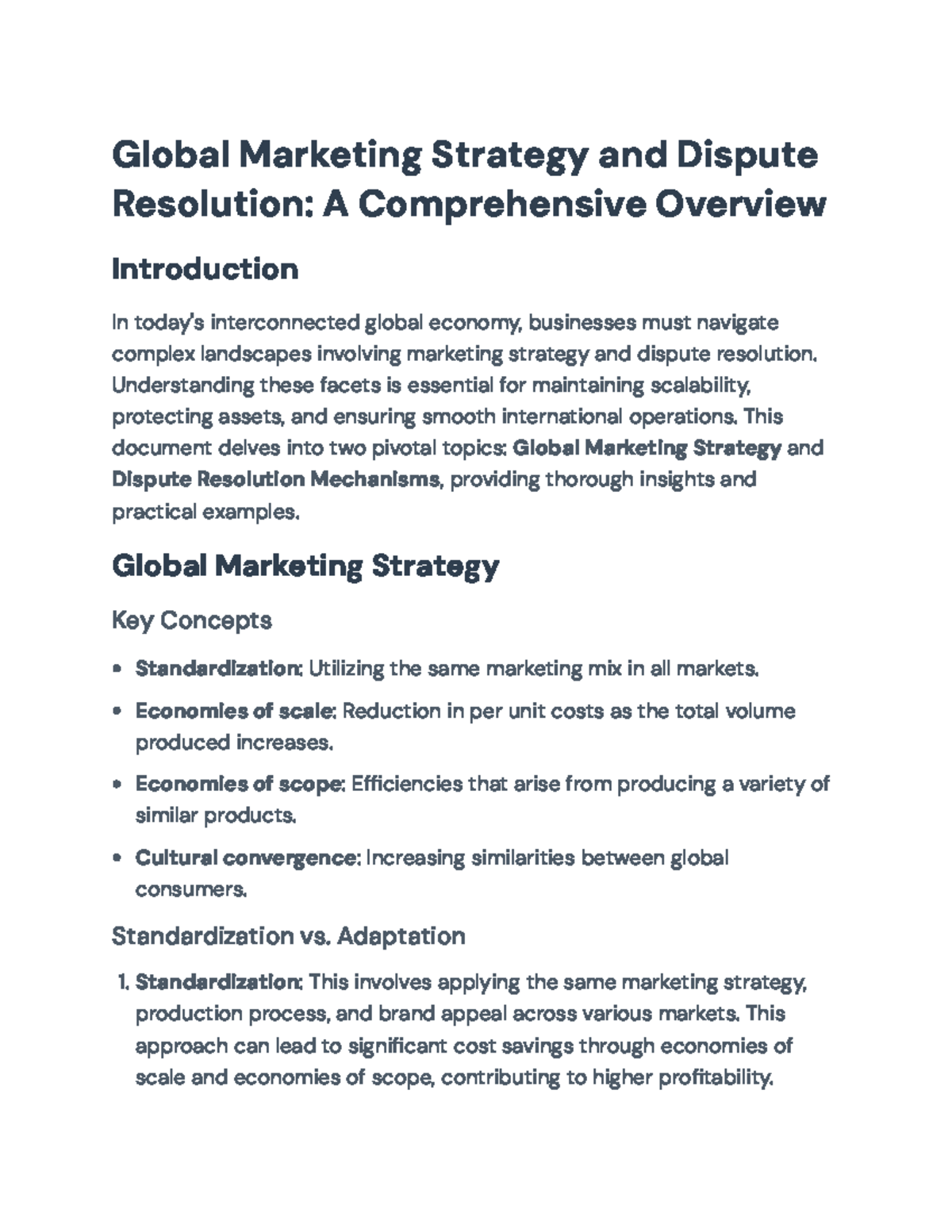Global Marketing Strategy & Dispute Resolution: Key Insights and Models ...