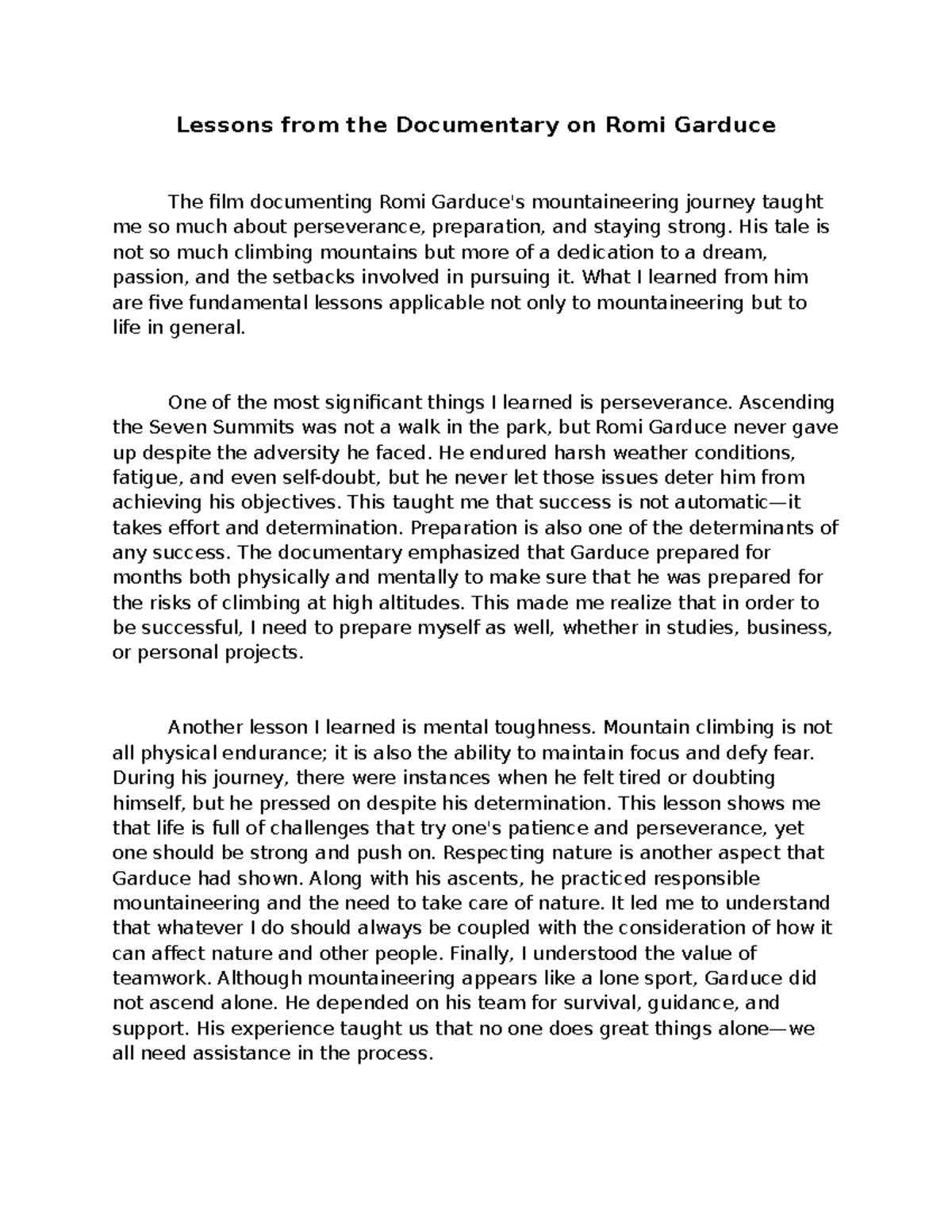 Document - Critique - Lessons from the Documentary on Romi Garduce The ...