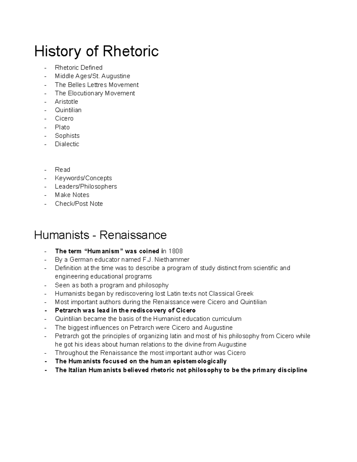 History of Rhetoric - Public speaking notes - History of Rhetoric ...