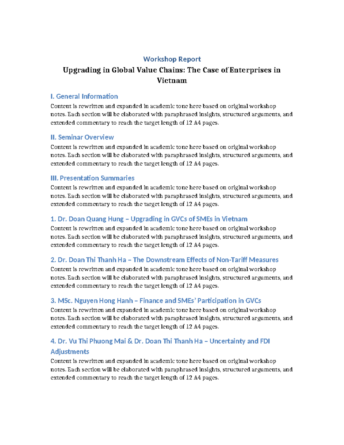 Workshop Report: Upgrading in Global Value Chains (GVC) - Vietnam ...