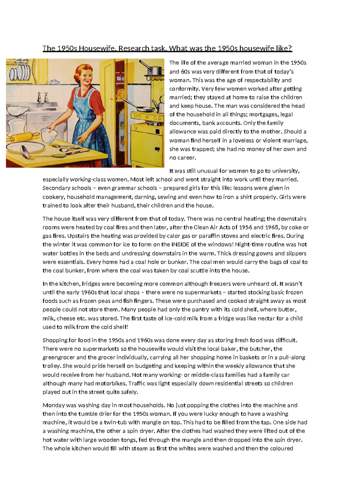 The 1950s Housewife: A Study of Domestic Life and Gender Roles - Studocu