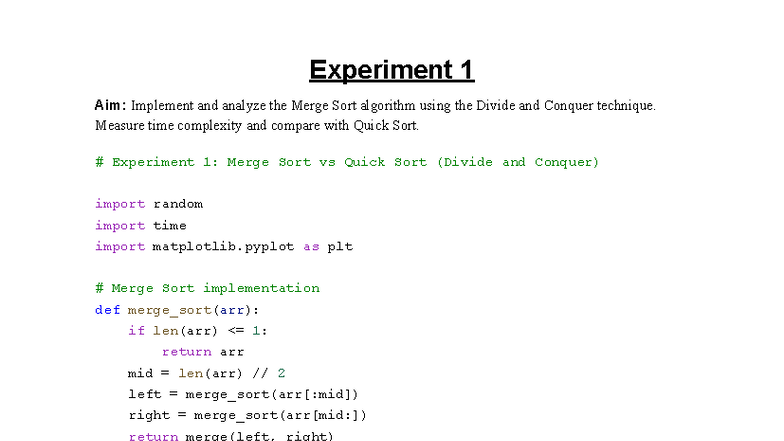 ML for DS Experiments - Experiment 1 Aim: Implement and analyze the ...