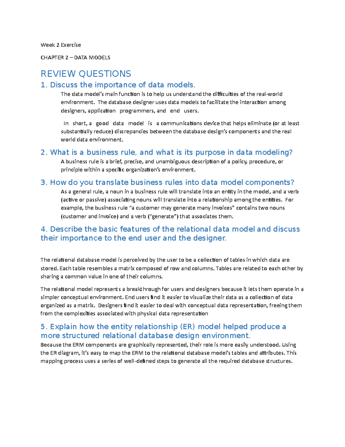 Database Systems 12e by Carlos Coronel - Chapter 2: Data Models - Week ...