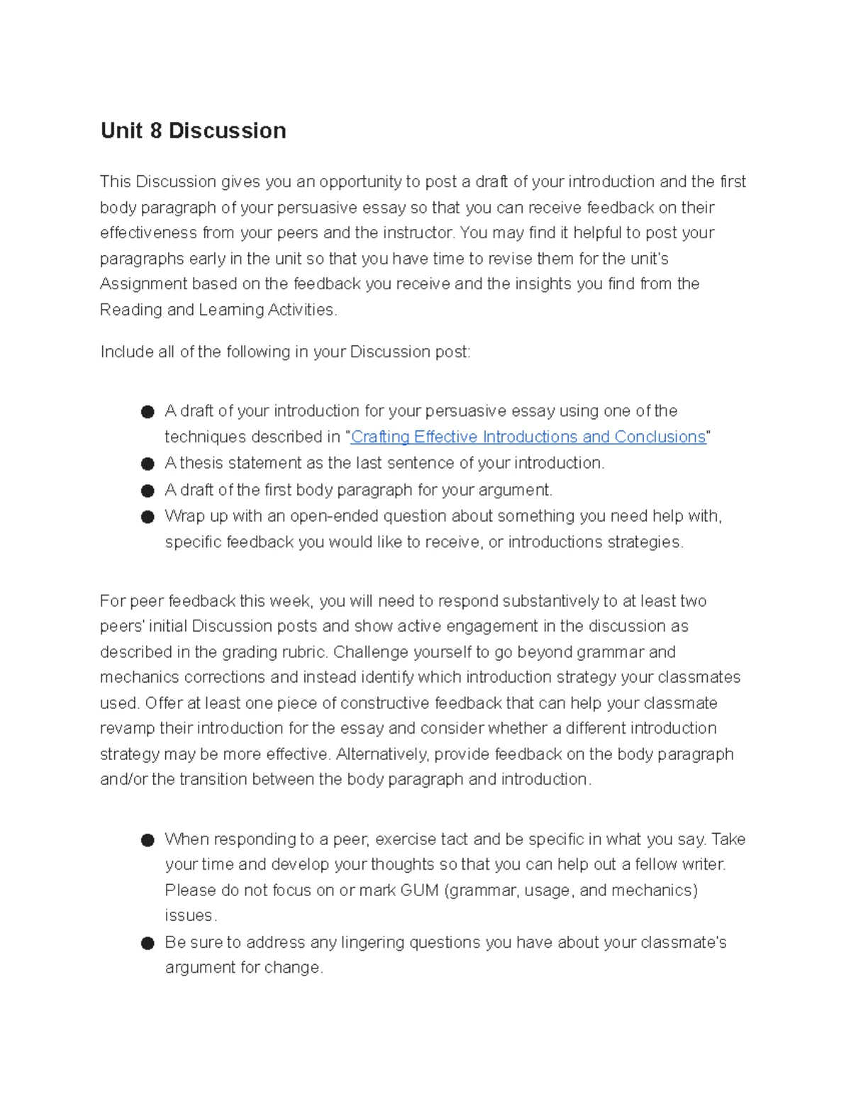 CM220 Comp ll, Unit 3 Discussion - Unit 3 Discussion n this week’s ...