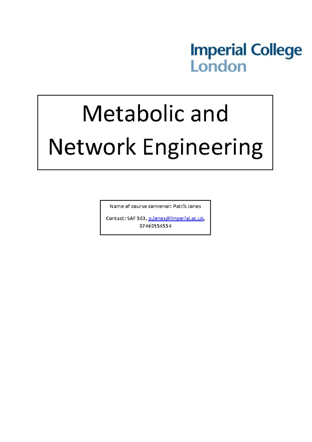 Metabolic and Network Engineering Handbook 2022 (LIFE 301) - Studocu