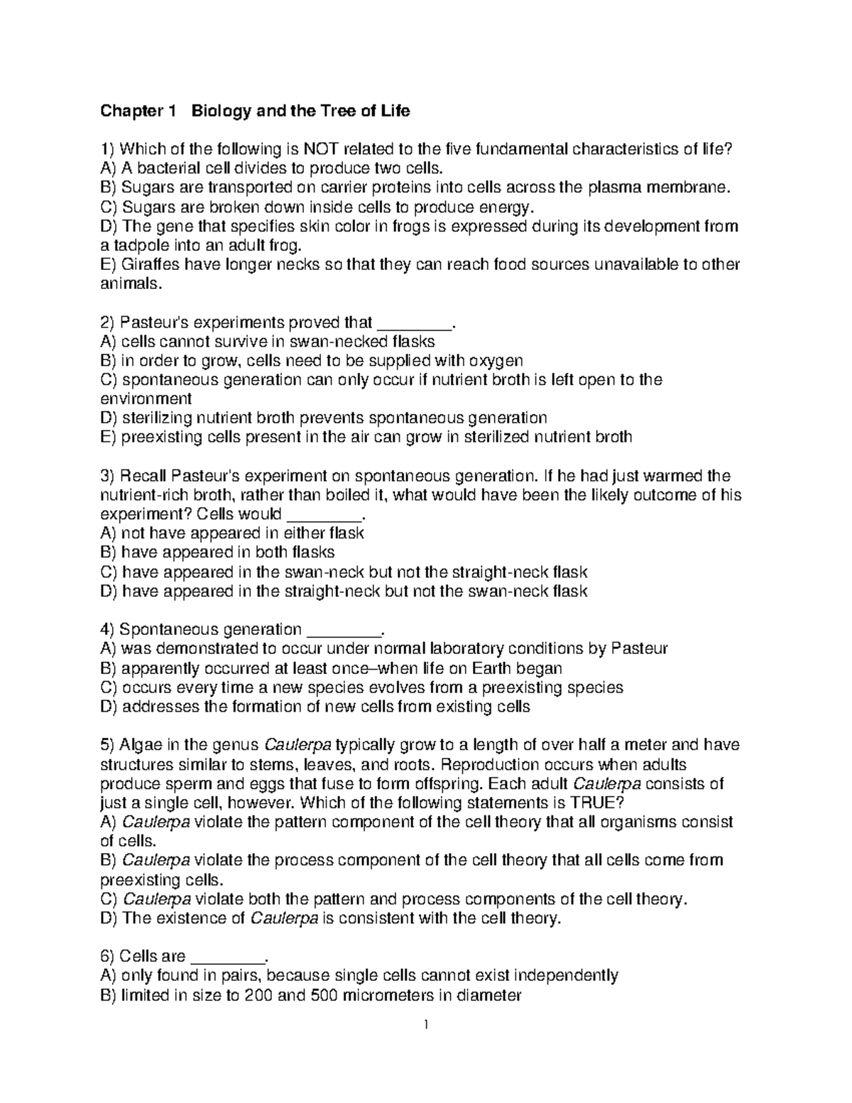 Chapter 1: Biology and the Tree of Life Study Guide for Exam - Chapter ...