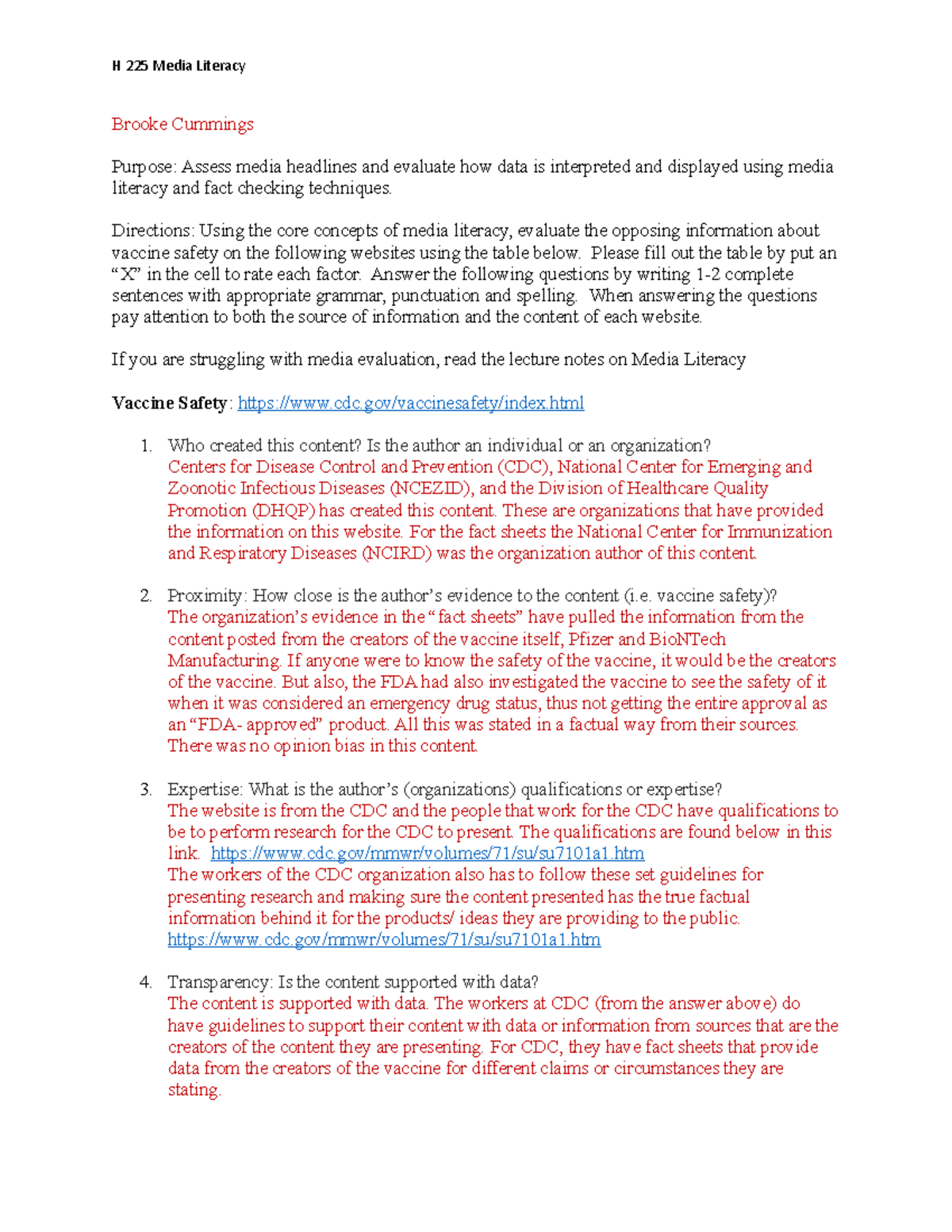 H225 media literacy assignment - H 225 Media Literacy Brooke Cummings ...