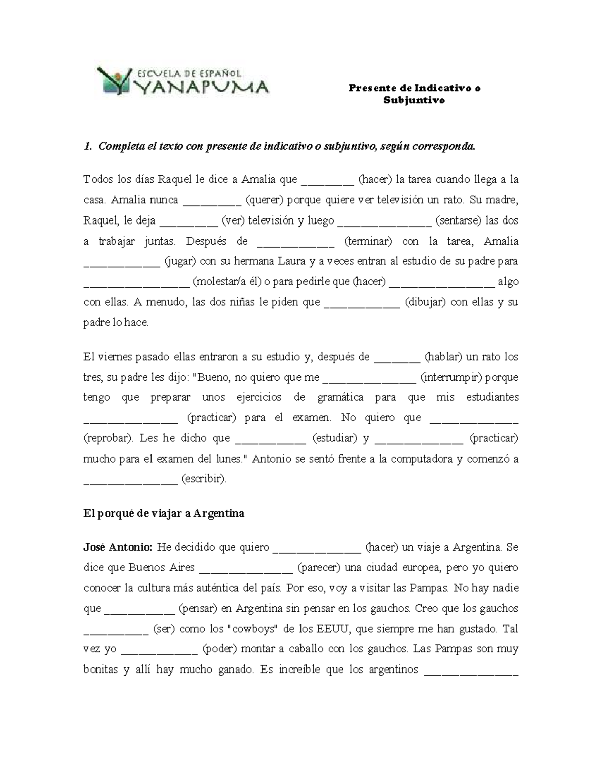 7 Presente Indicativo o Subjuntivo: Ejercicios y Ejemplos - Studocu