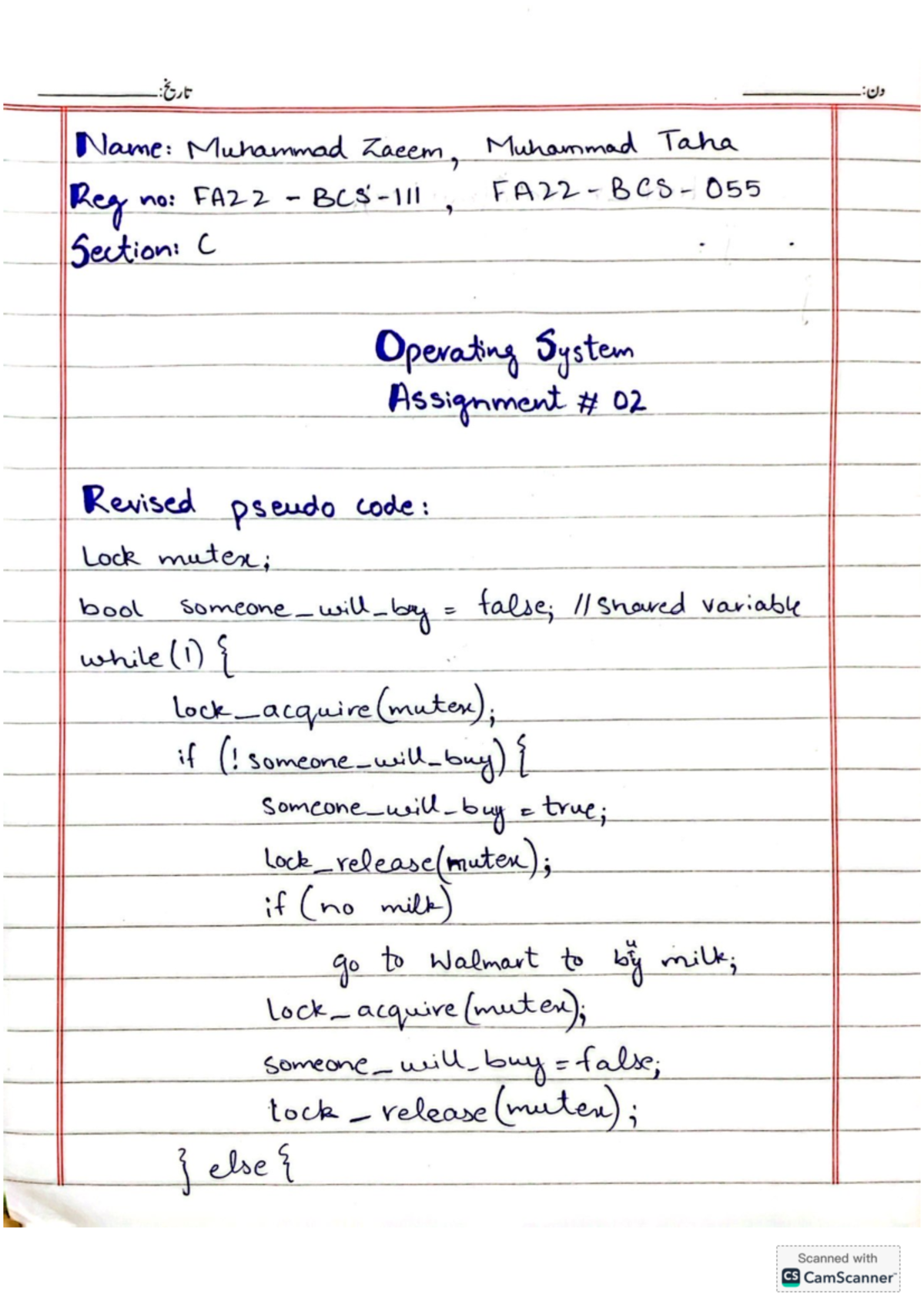 Os assignment 2 - Operating Systems - Et is Name: Muhammad Zaccm ...