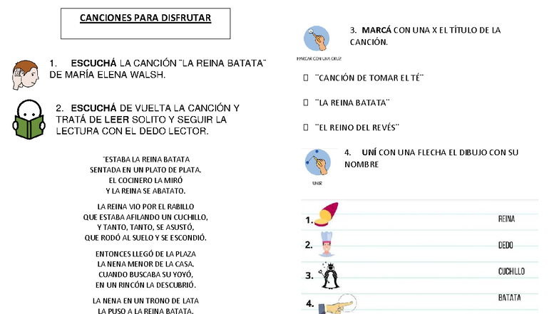CANCIONES Y LIMERICKS DE MARÍA ELENA WALSH - ACTIVIDADES 3 - Studocu