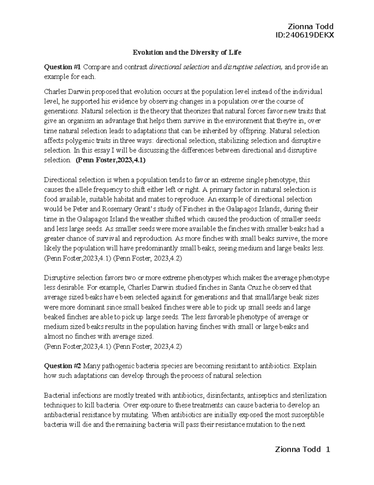 EVOL 101: Evolution and Biodiversity - Essay Assignment - Studocu