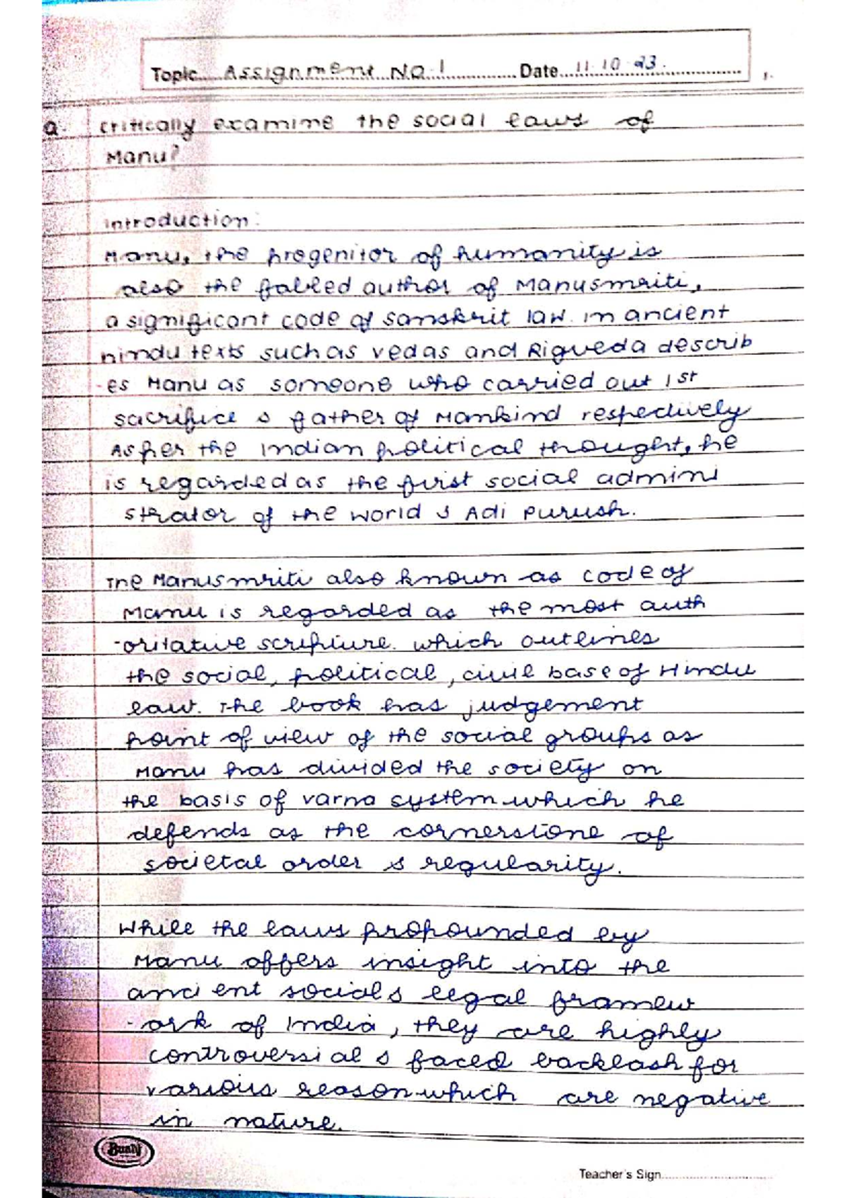 Manu's Social Laws: A Critical Examination of Manusmriti (Topic ...