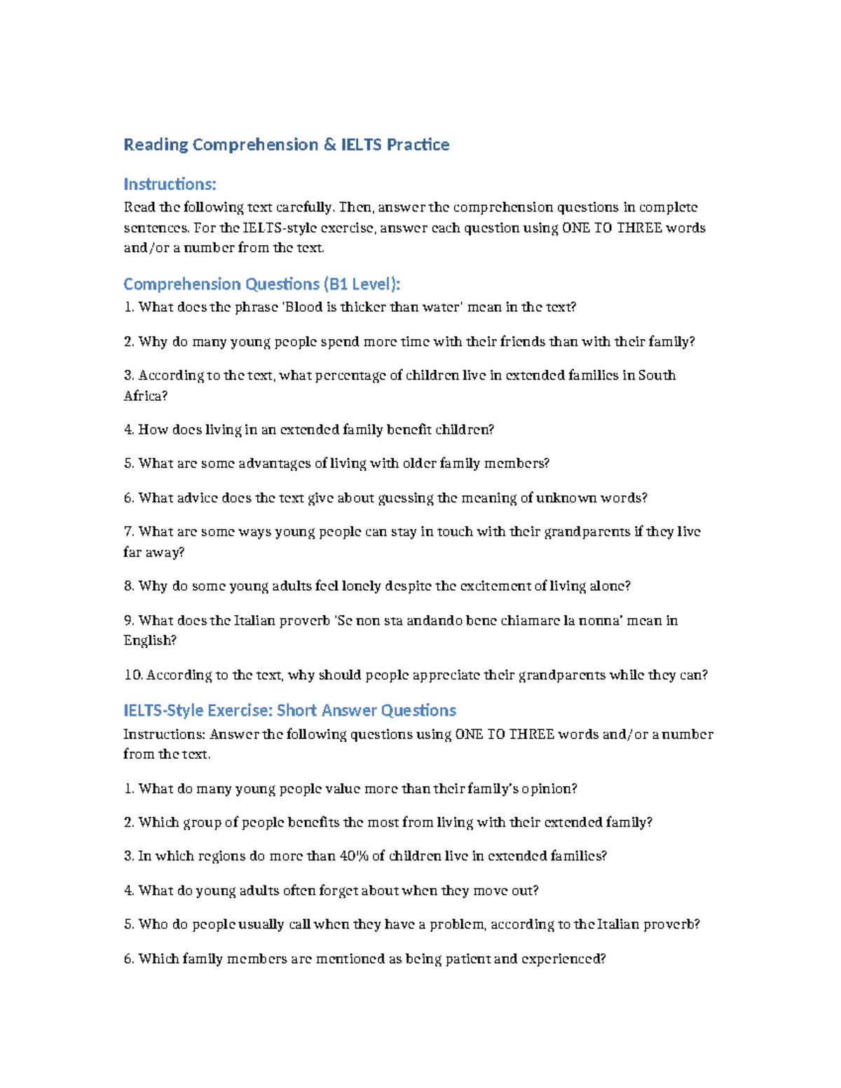 Reading Comprehension Ielts Practice - Reading Comprehension & IELTS ...