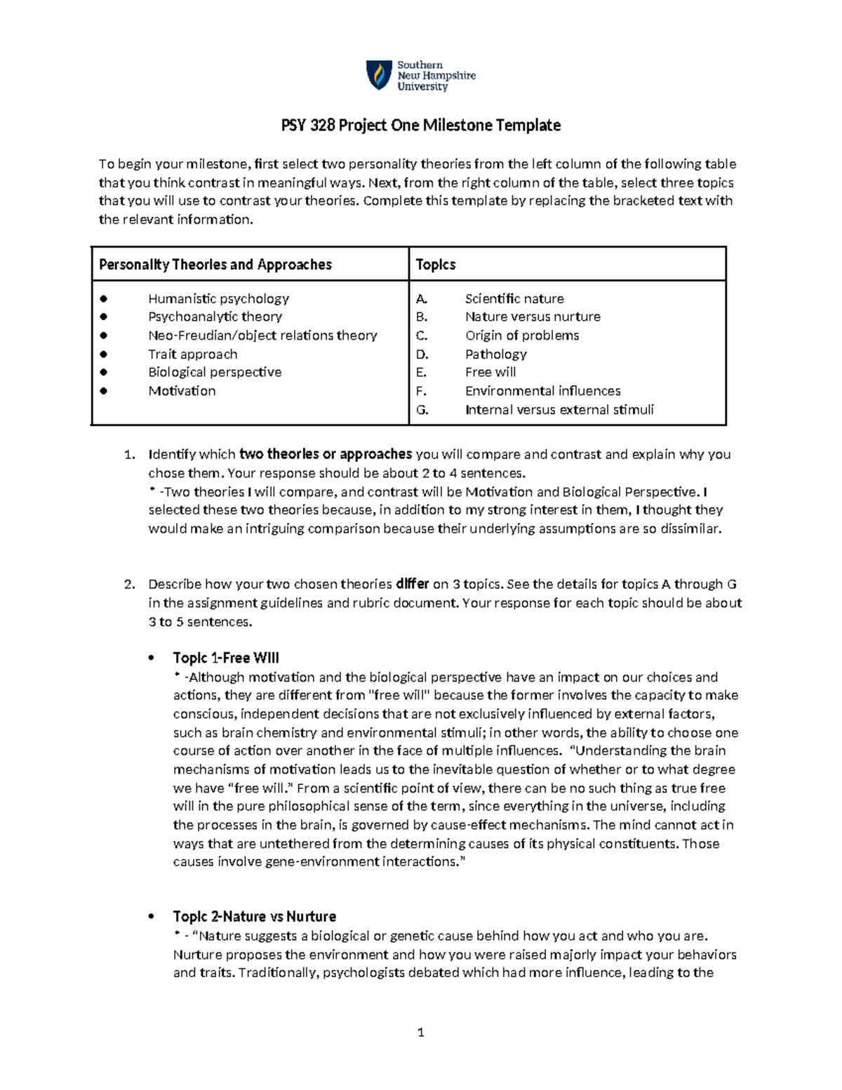 Week 4 Project - PSY 328 Project One Milestone Template To begin your milestone, first select ...