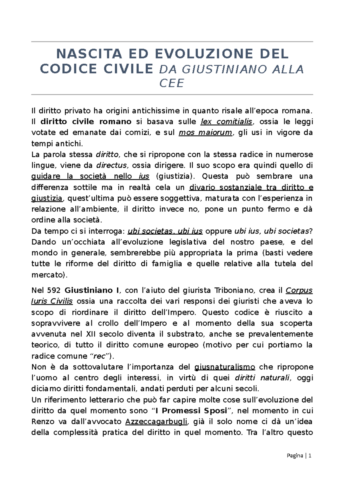 Nascita ed evoluzione del Codice civile - NASCITA ED EVOLUZIONE DEL ...