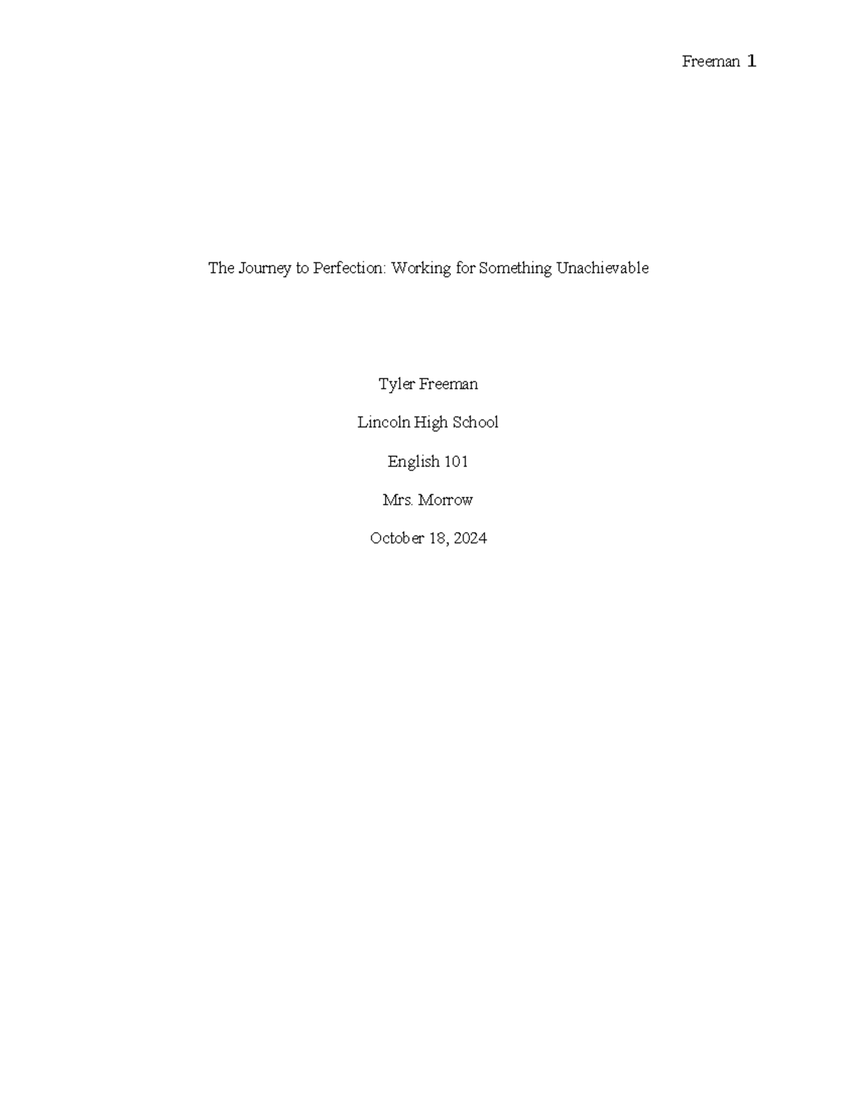 Argument Essay - The Journey to Perfection: Working for Something ...