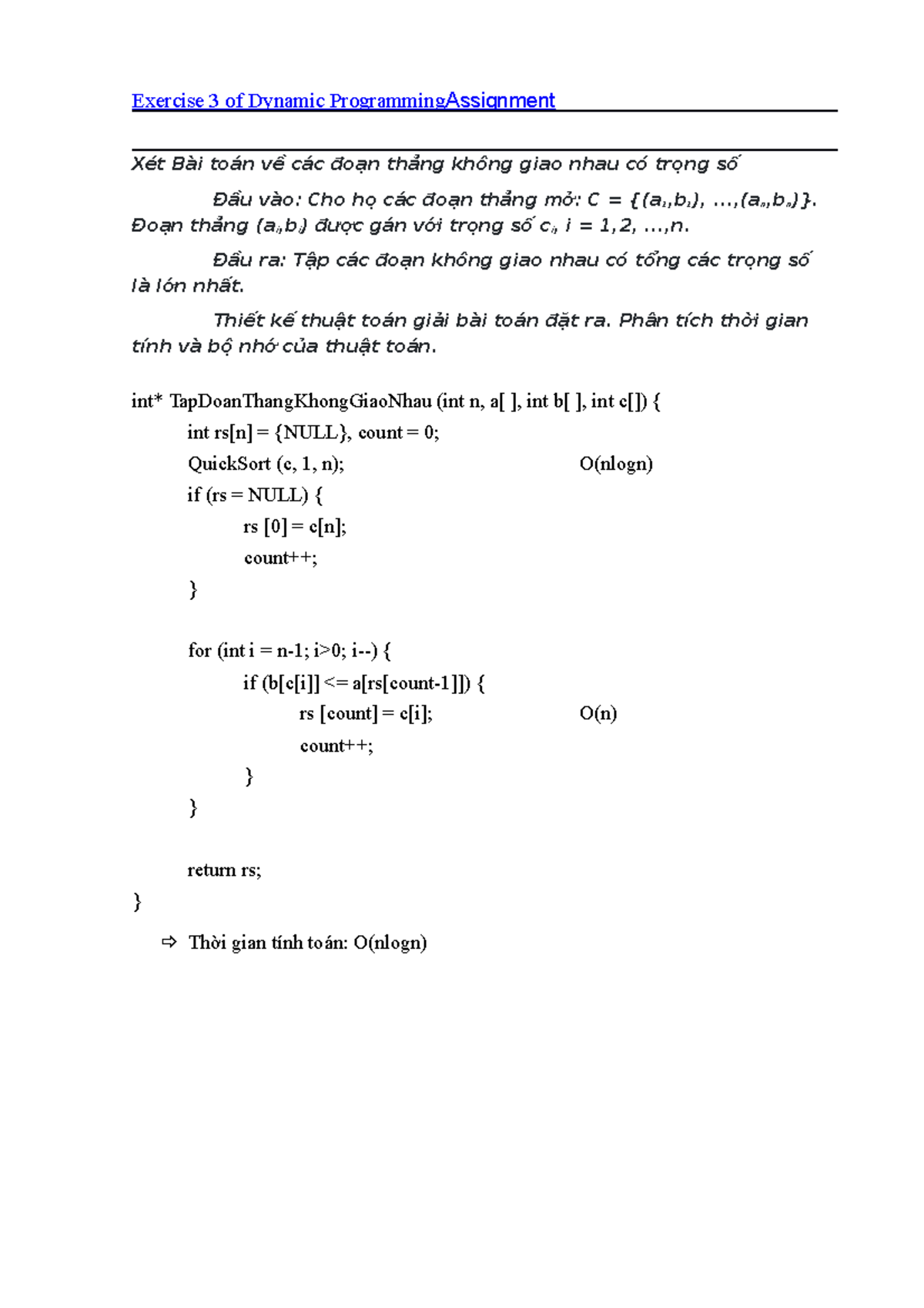 Exercise 3 of Dynamic Programming Assignment - ..,(an,bn)}. Đoạn thẳng ...