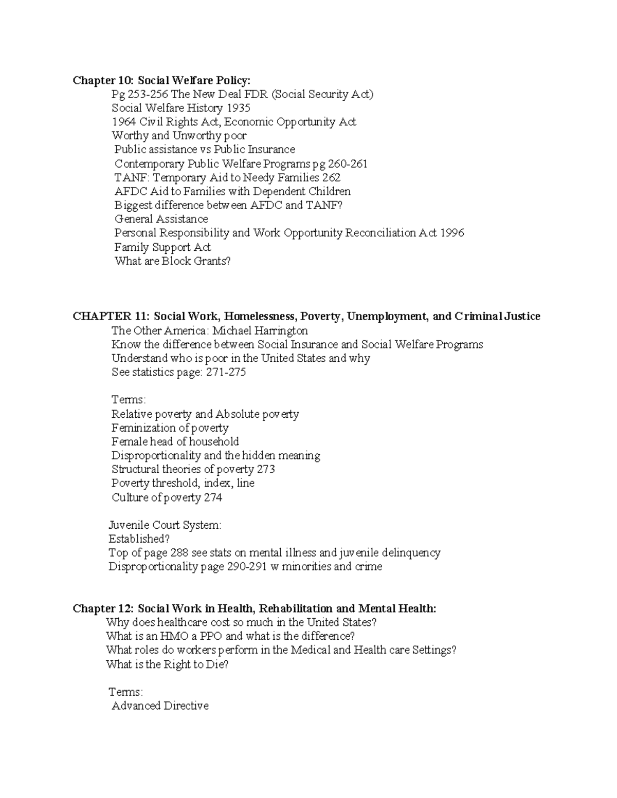 Social Welfare Policy & Social Work Exam Review: Key Concepts (SOC 101 ...