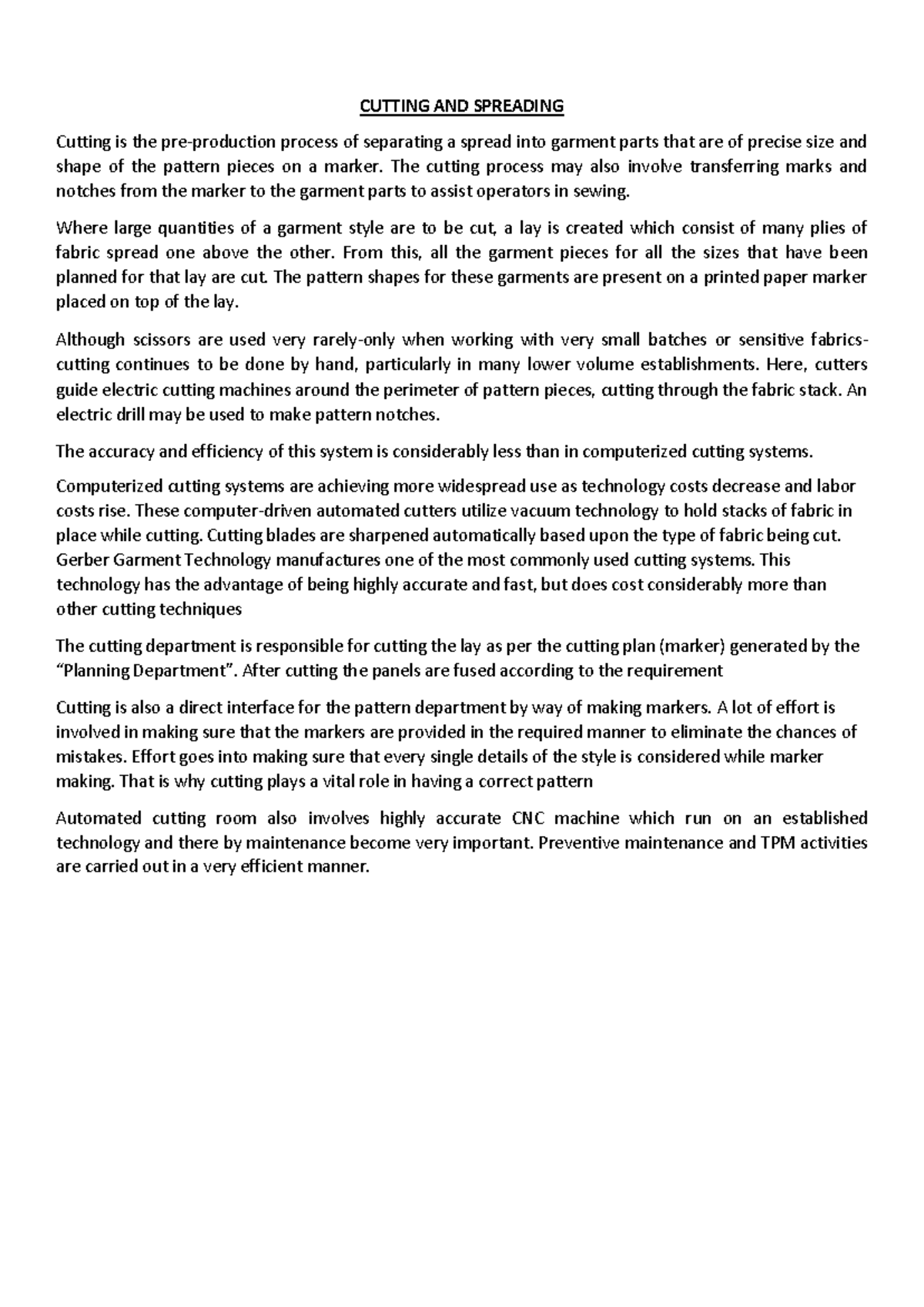 419689071 Spreading, Cutting, and Fusing Processes in Garment ...