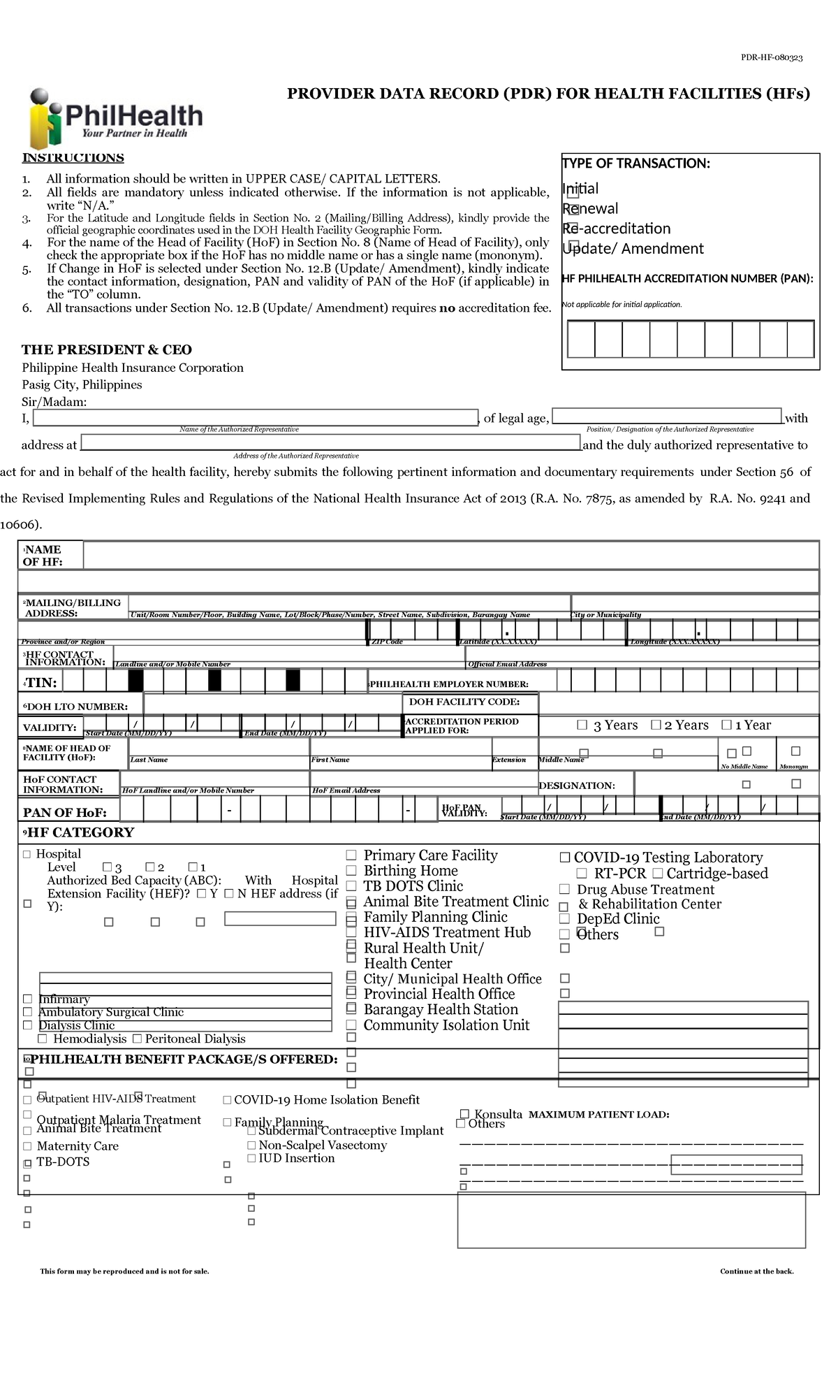 Annexb PDR-HF-230804 Fillable - PDR-HF- PROVIDER DATA RECORD (PDR) FOR ...