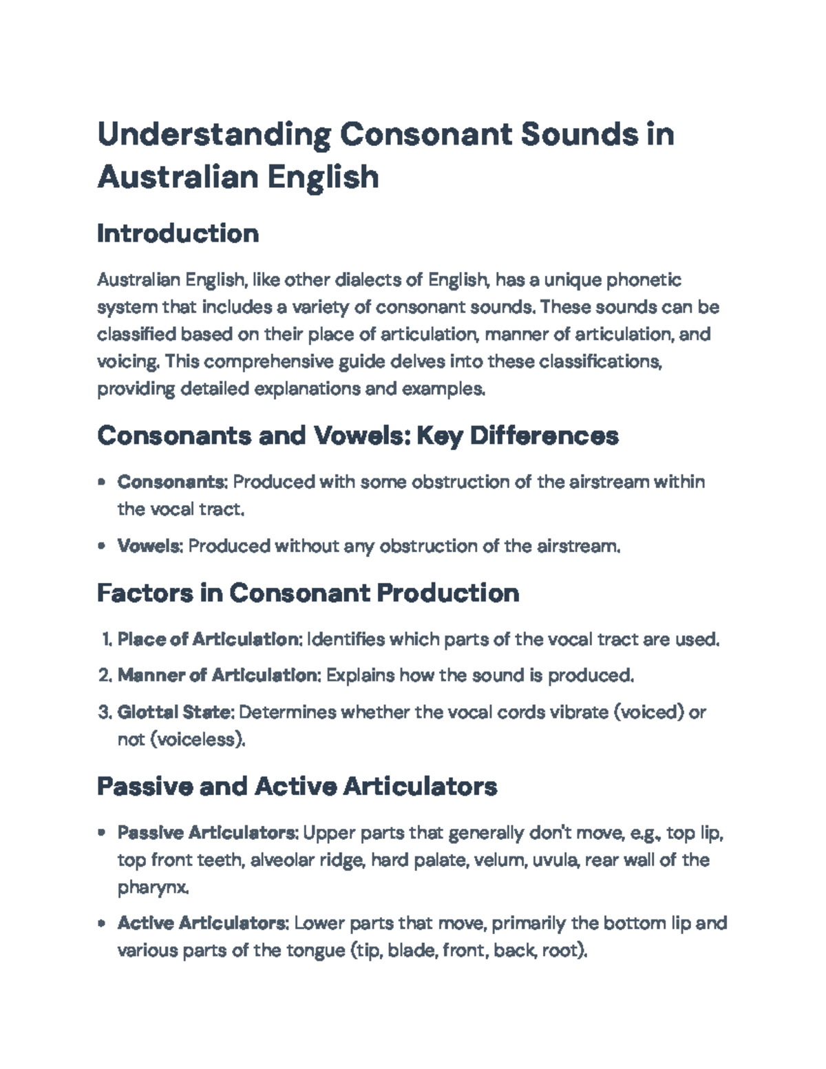 Understanding Consonant Sounds in Australian English - Phonetics ...