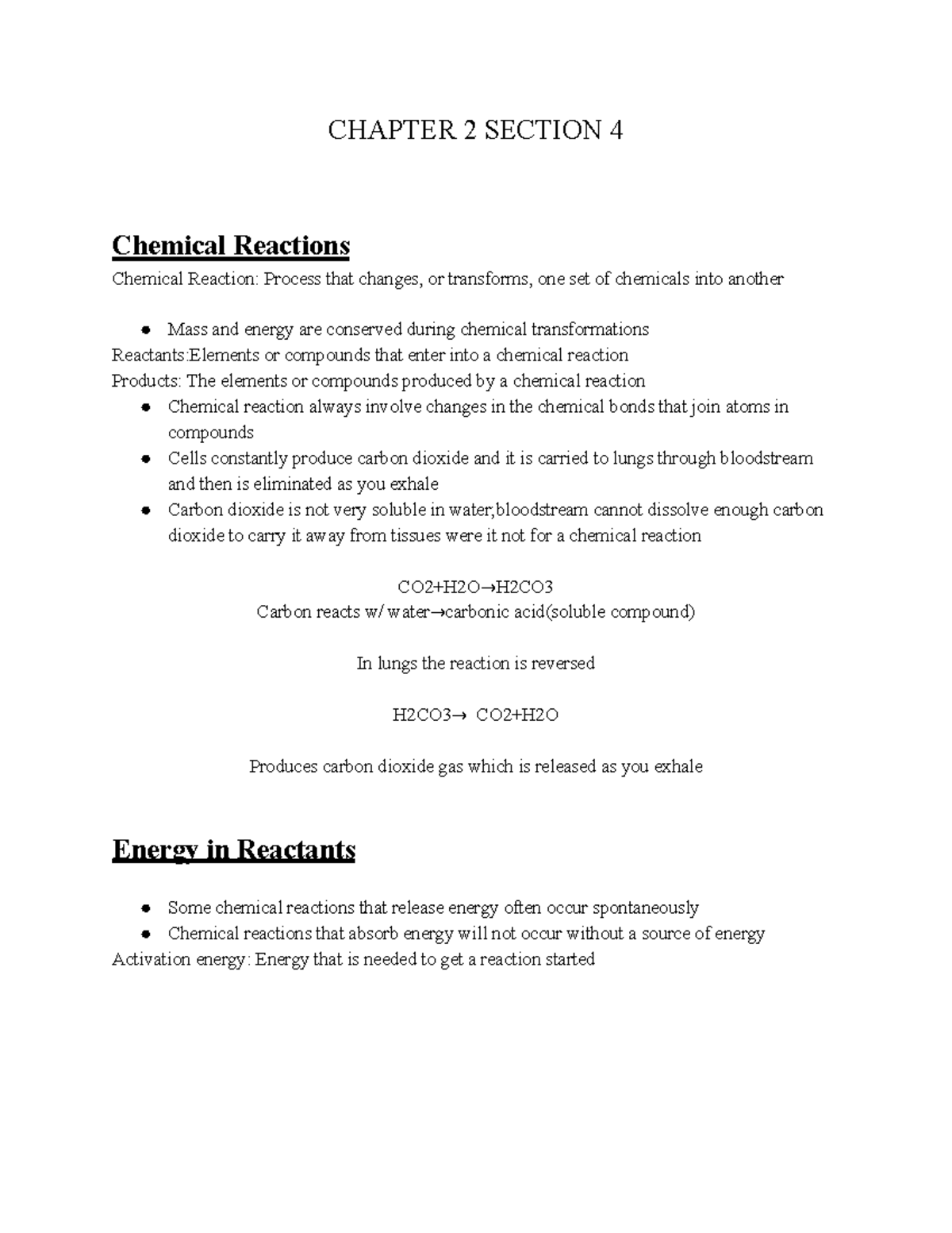 Chemistry Unit Guide 6: Chemical Reactions & Energy Insights - Studocu