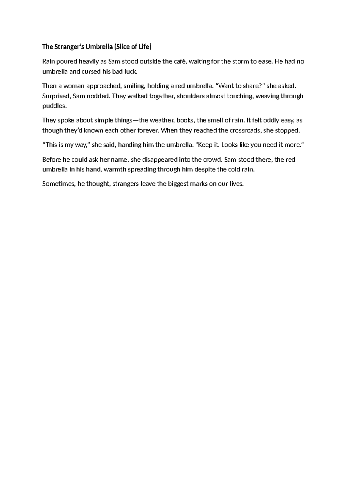 Essay: The Impact of Strangers in Our Lives (ENG 101) - Studocu