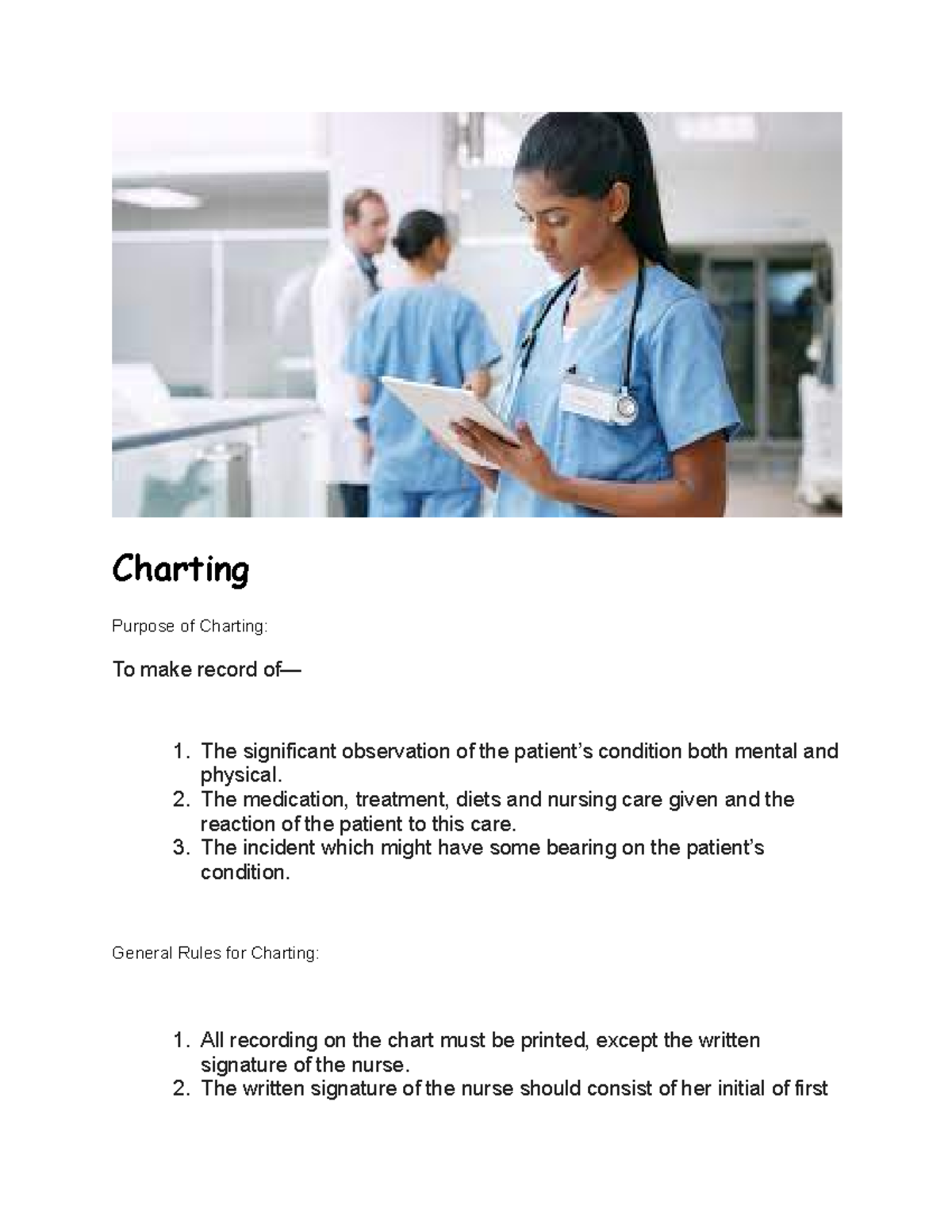 Nurse Charting - BS NURSING FILES LECTURE - Charting Purpose of ...