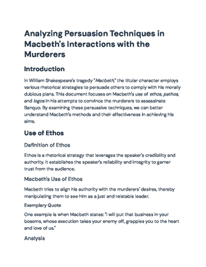 Macbeth exam questions - Answer one question from this section on your ...