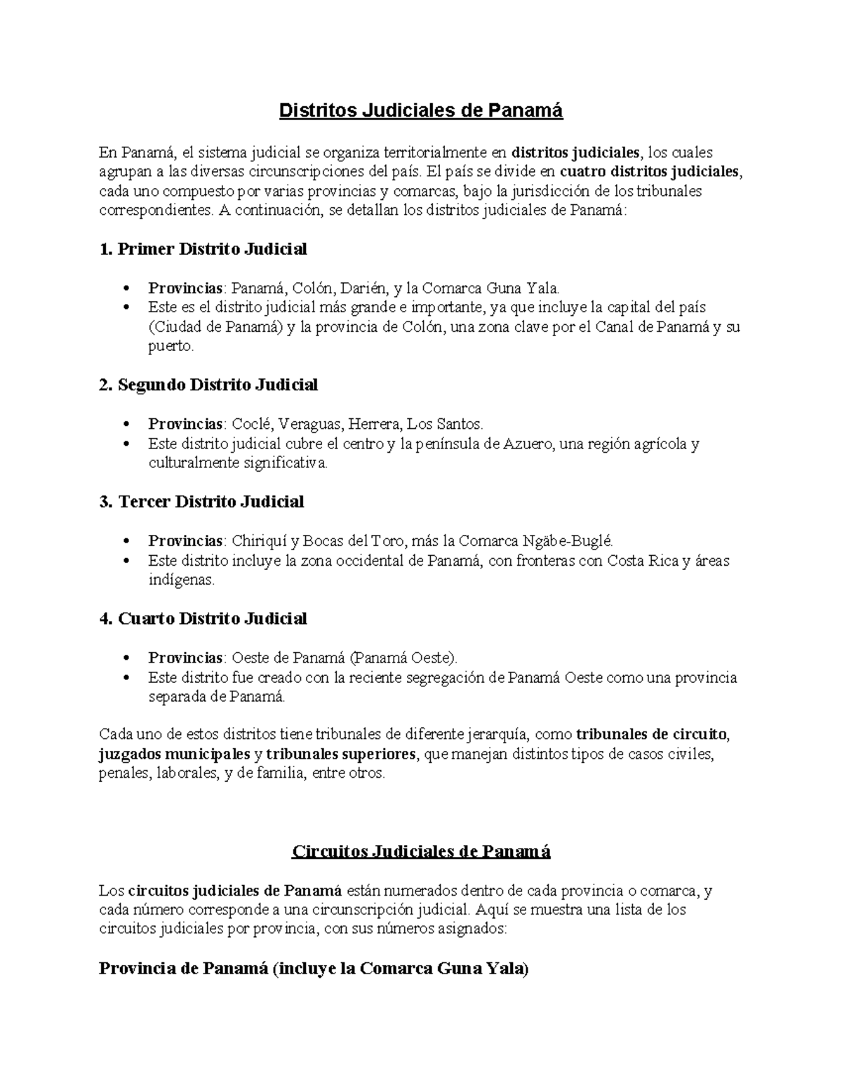 Distritos Judiciales y Circuitos en Panamá: Organización y Jurisdicción ...