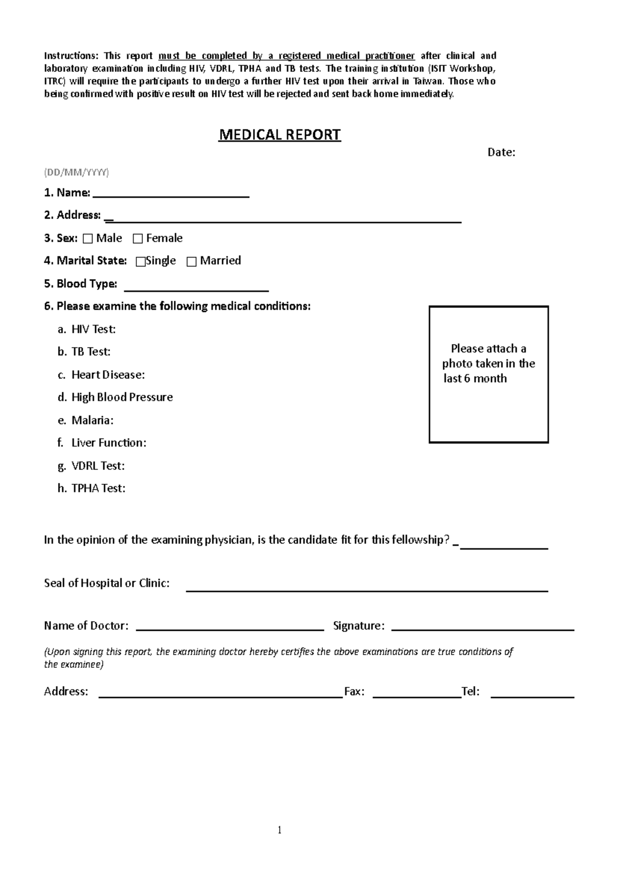Medical Report Template Word - Instructions: This report must be ...