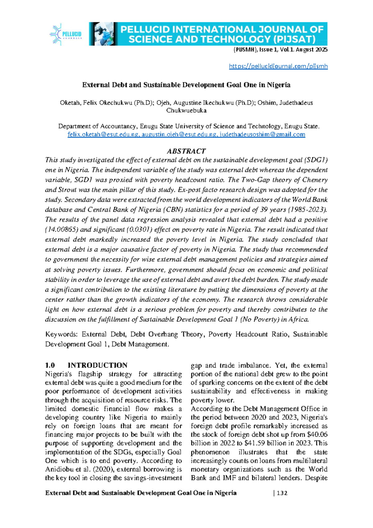 External Debt and SDG 1: Impact on Poverty in Nigeria (PIJSMH) - Studocu