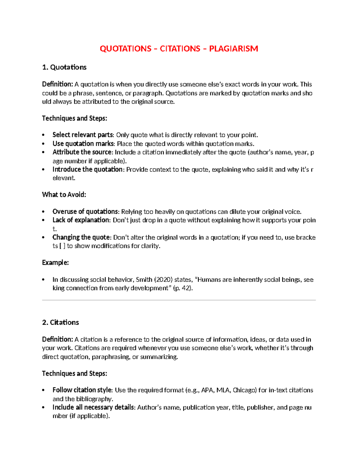 Quotations, Citations, and Plagiarism: Essential Academic Writing Guide - Studocu
