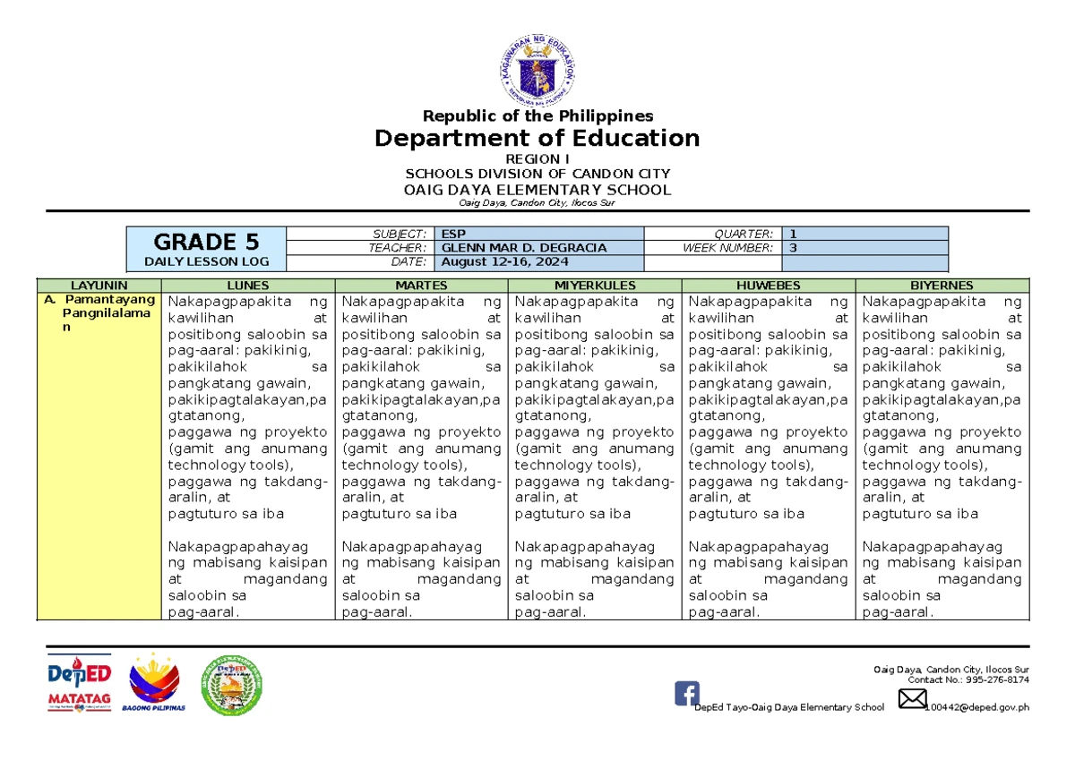 Grade 5 NMP 1st Quarter Week 1 Daily Lesson Plan on Divisibility Rules ...