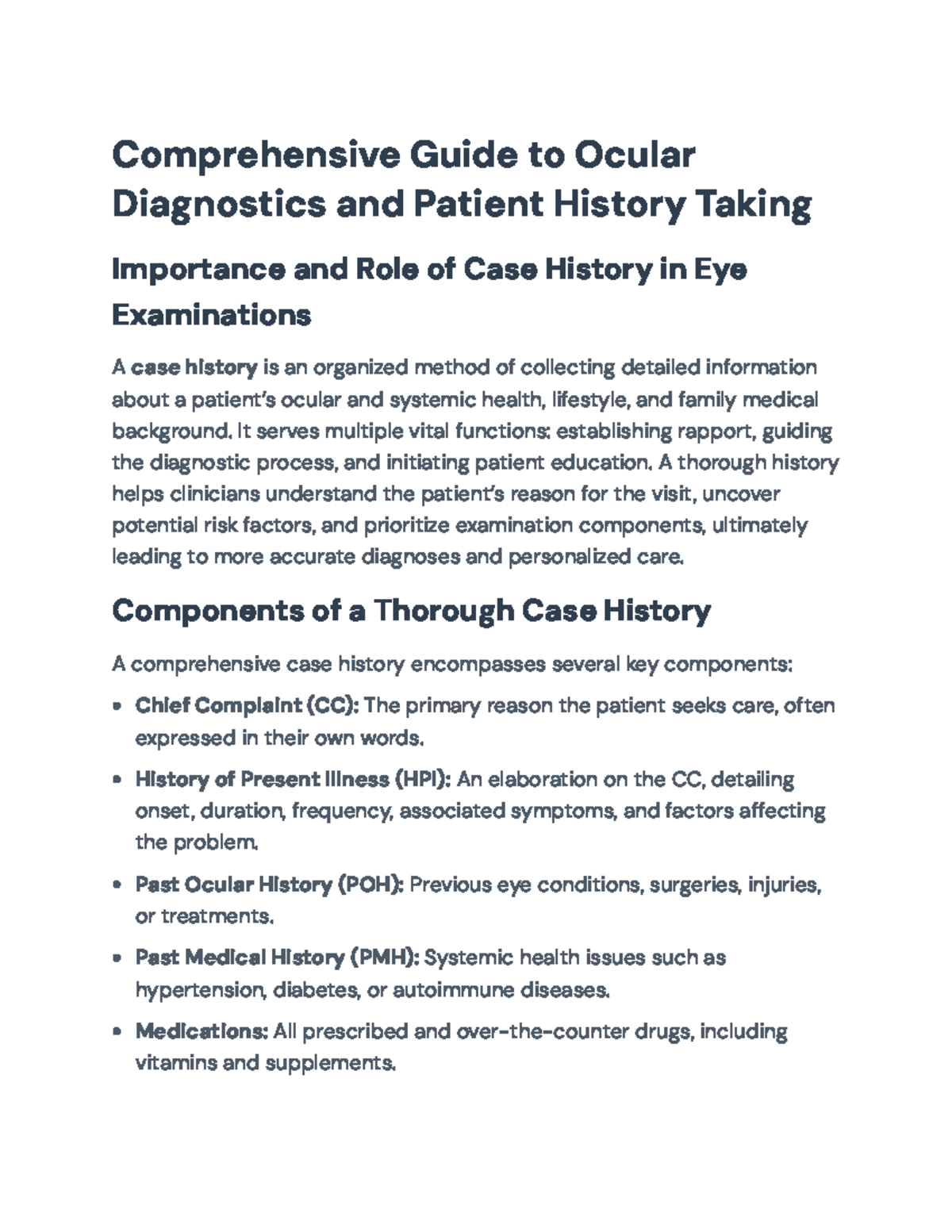 Comprehensive Guide to Ocular Diagnostics and Patient History Taking ...