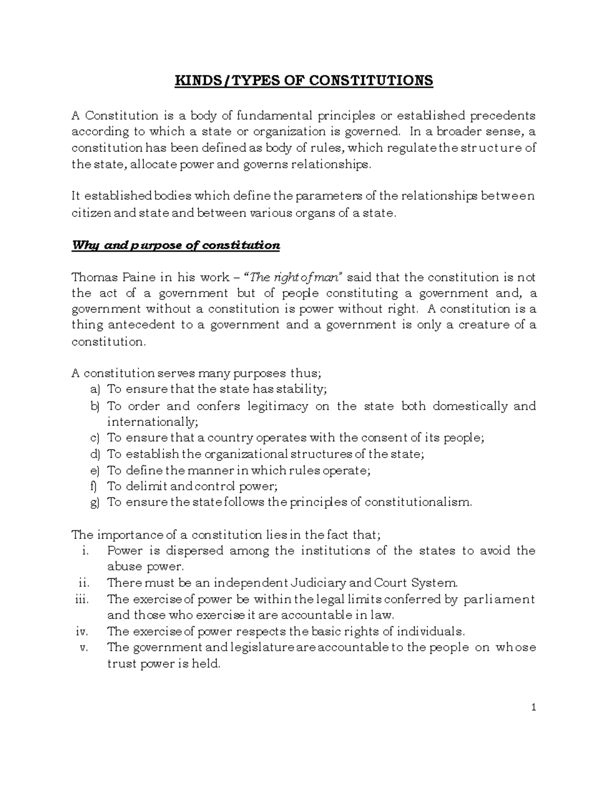 Types of Constitutions: Understanding Their Functions and Importance ...