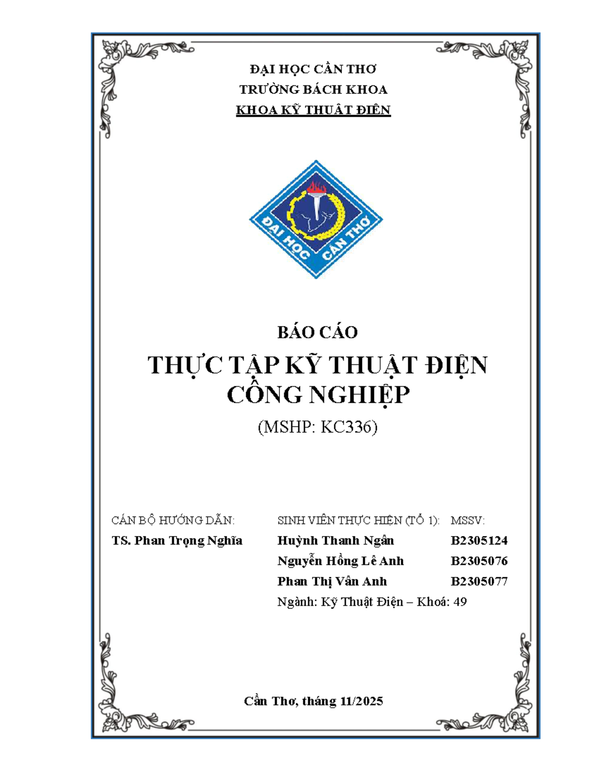 Báo Cáo Thực Tập Kỹ Thuật Điện Công Nghiệp (MSHP: KC336) Tổ 1 - Studocu