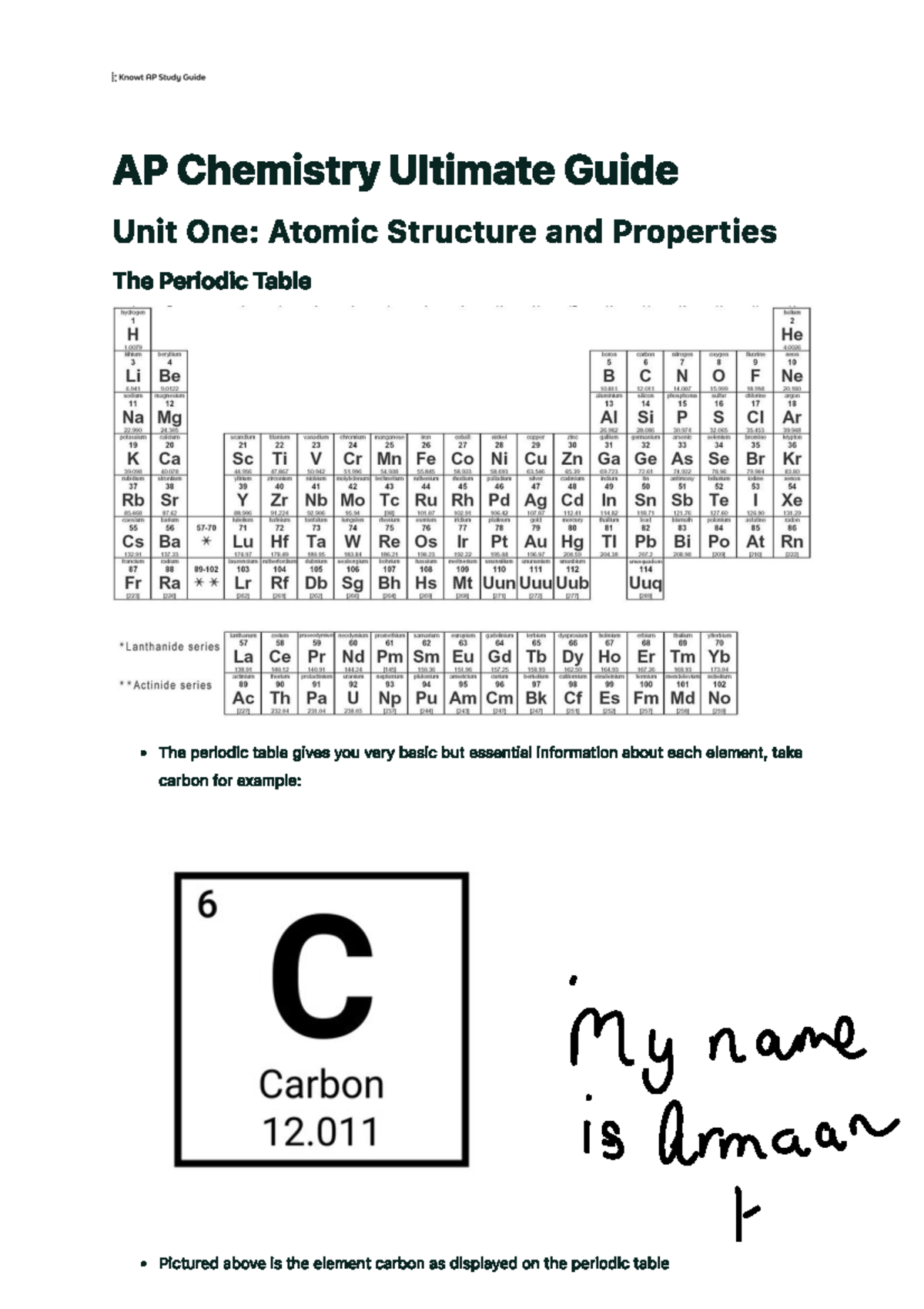 AP Chemistry Final Exam Study Guide: Atomic Structure & Periodic Table - Studocu