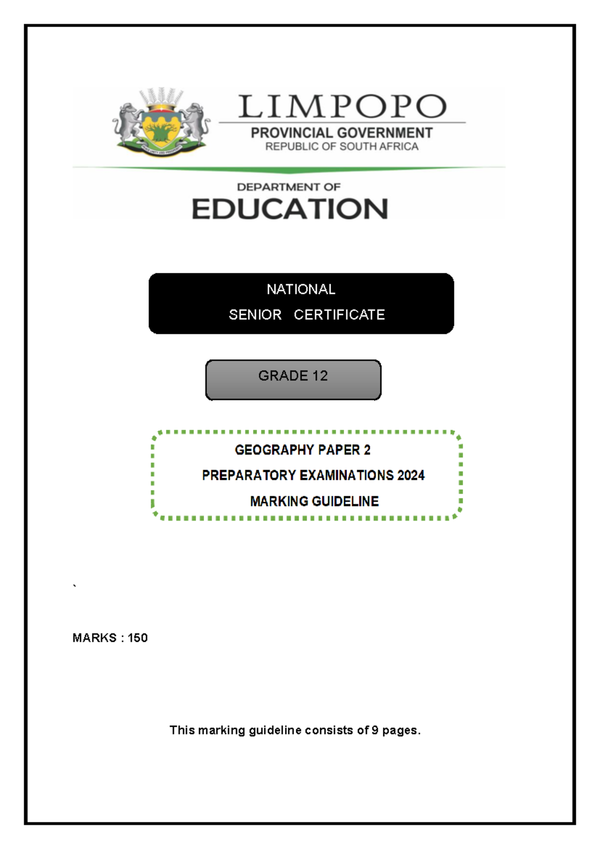 Geography P2 Marking Guideline - Grade 12 NSC Overview - Studocu