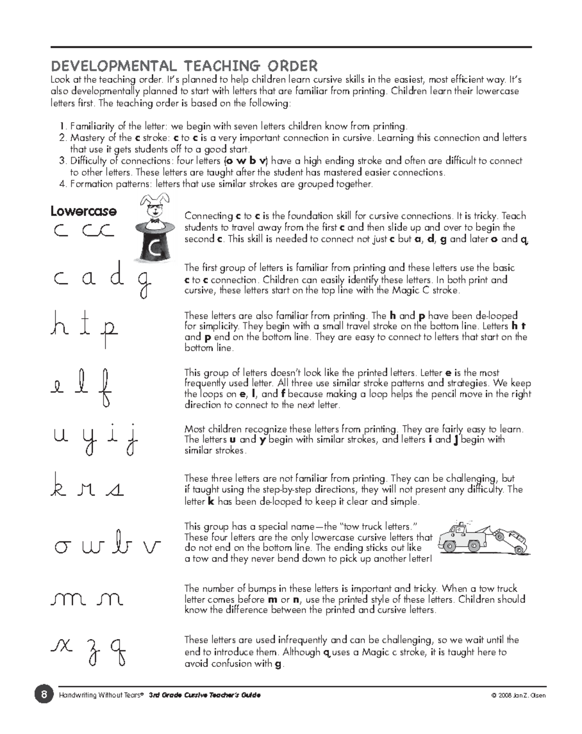 HWT Teaching Order Cursive - Handwriting Without Tears® 3rd Grade ...
