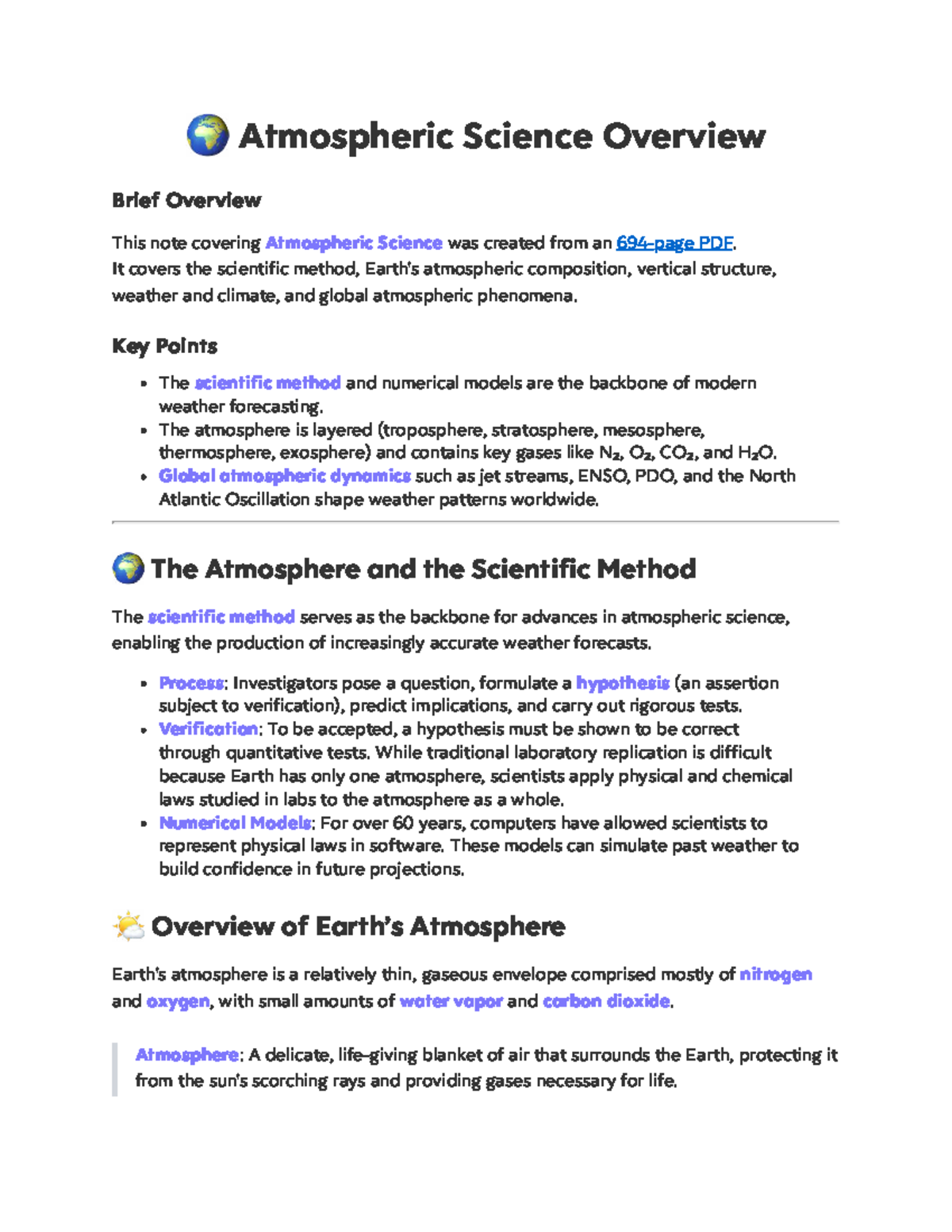 Meteorology 101: Overview of Atmospheric Science Concepts - Studocu