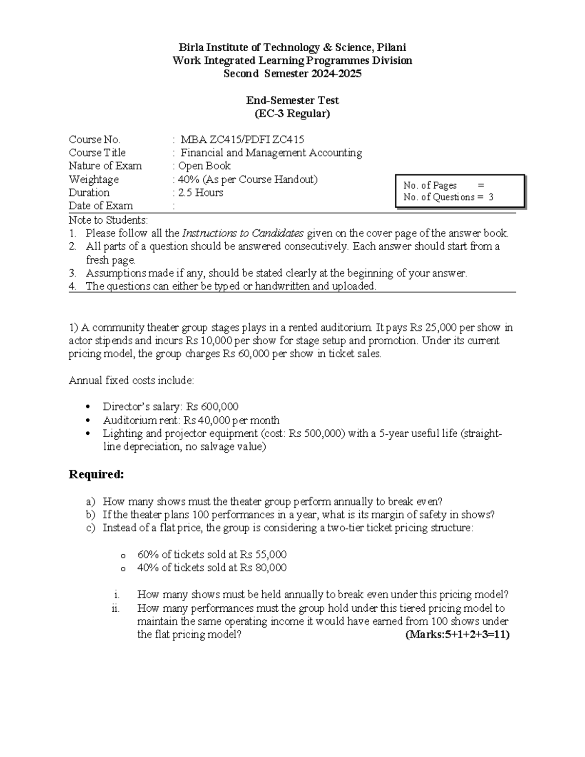 FMA EC3-REG-MAY 2025 - Financial & Management Accounting Exam Paper ...