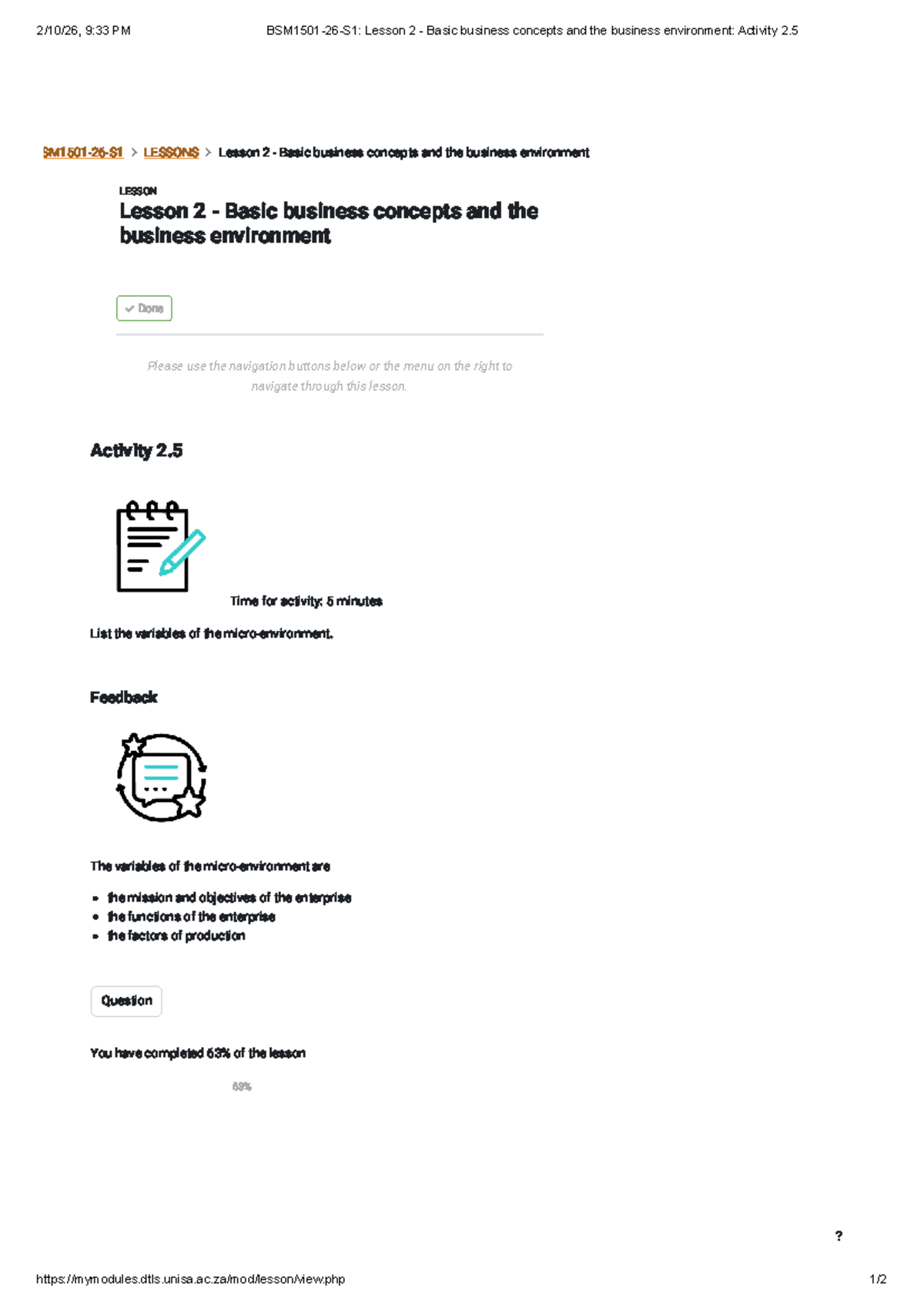 BSM1501-26-S1: Lesson 2 - Basic Business Concepts - Studocu