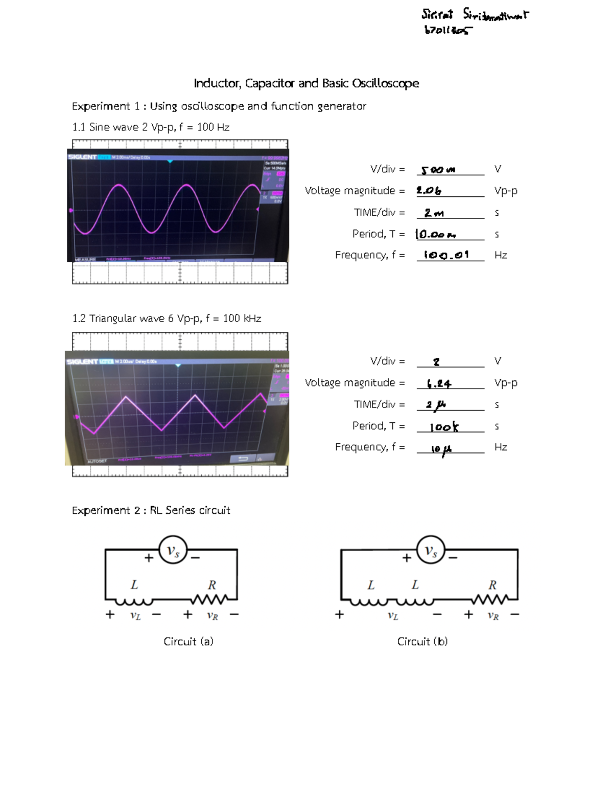 AC Circuits Lab 5: Inductor and Capacitor Analysis with Oscilloscope ...