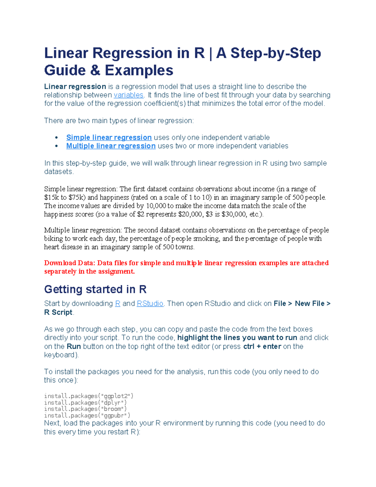 Linear Regression in R Tutorial - Linear Regression in R | A Step-by ...
