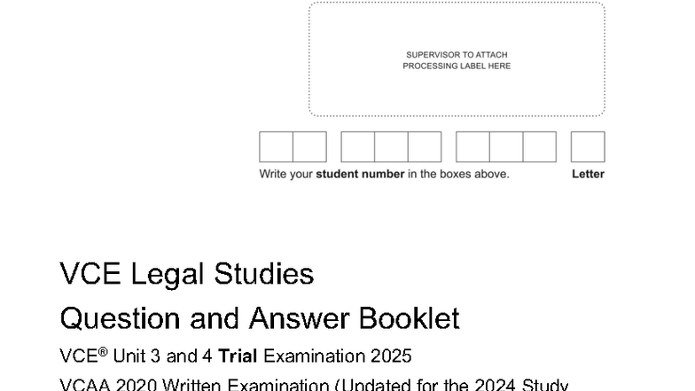 VCE Legal Studies Unit 3 & 4 Trial Exam Q&A Booklet 2025 - Studocu