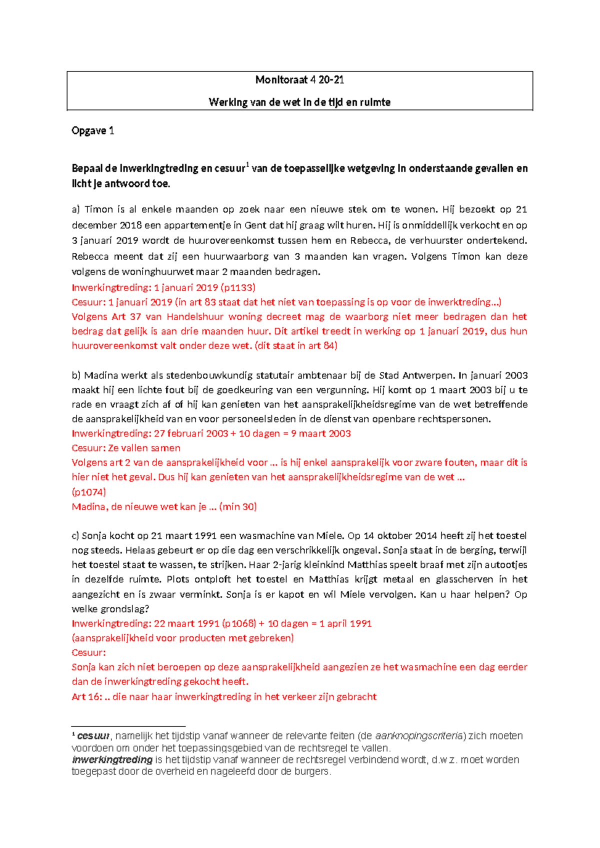 Monitoraat 4 20 21 Kortrijk Brussel: Werking van de Wet in Tijd en ...
