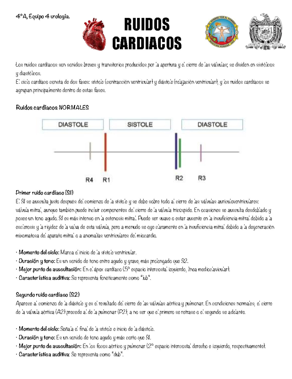 Ruidos cardiacos - RUIDOS CARDIACOS Los ruidos cardíacos son sonidos ...