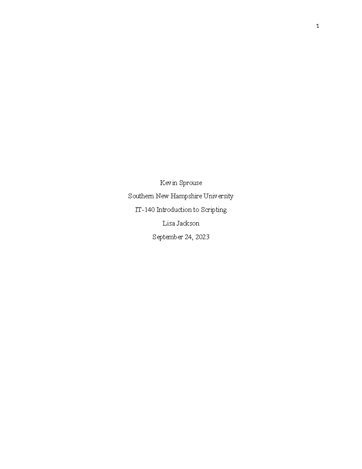 Module 4 Psuedocode - IT140 - 1 Kevin Sprouse Southern New Hampshire ...